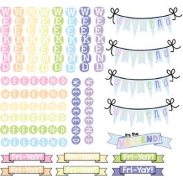 pastel weekend stickers