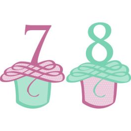 flourished cupcake numbers 7 and 8
