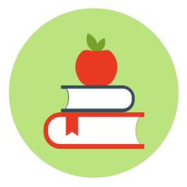 layered books and apple