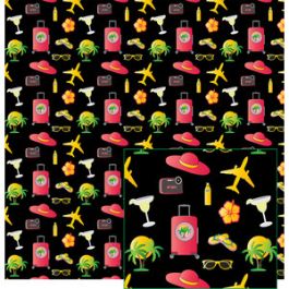 novelty travel pattern on black