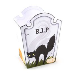 halloween black cat tombstone box
