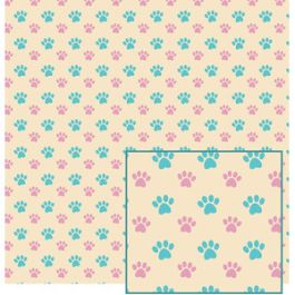 pink & blue paw print pattern