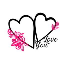 two hearts photo frame with flowers