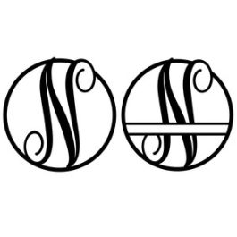 fancy monogram circle nameplate n