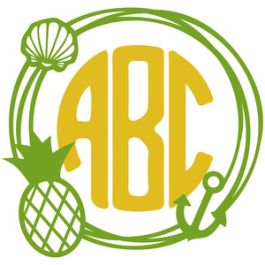 pineapple beach monogram frame
