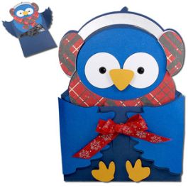 blue snow bird hug gift card holder