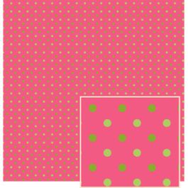 pinkwith green polka dots pattern