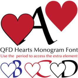 qfd hearts monogram font