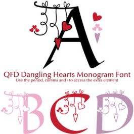 qfd dangling hearts monogram font
