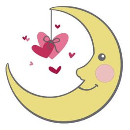 valentine moon with hearts