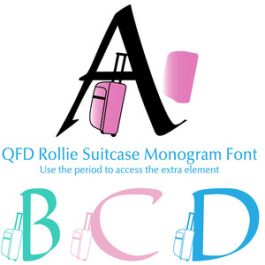 qfd rollie suitcase monogram font