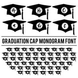 graduation cap monogram font