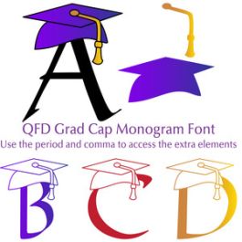 qfd grad cap monogram font