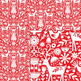 nordic holiday red and white reindeer pattern