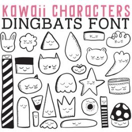 cg kawaii characters dingbats