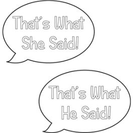 what she / he said speech bubbles
