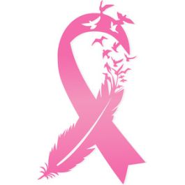 breast cancer feather ribbon