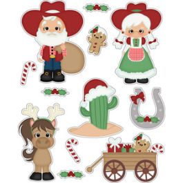 christmas cowboy santa stickers