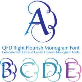 qfd right flourish monogram font for 3-letter monograms