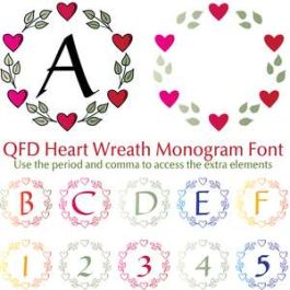 qfd heart wreath monogram font
