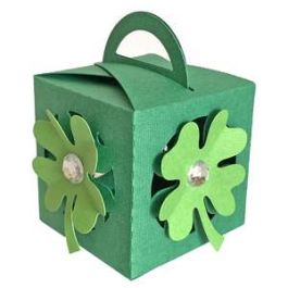 fold over box with four leaf clover windows