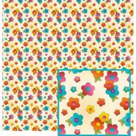 colorful flowers on ecru pattern