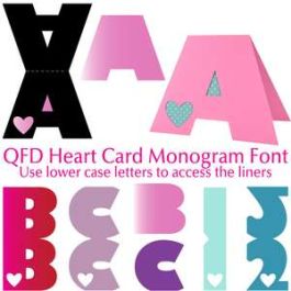 qfd heart card monogram font