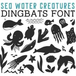 cg sea water creatures dingbats
