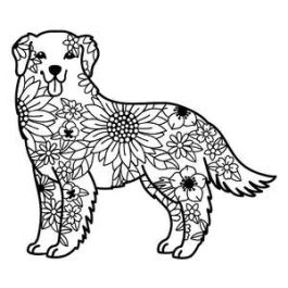 golden retriever dog flower mandala