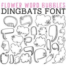 cg flower word bubbles dingbats|325364