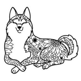 husky dog flower mandala