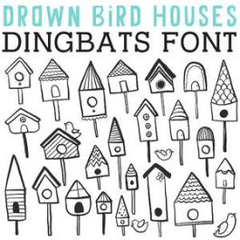 cg drawn bird house dingbats