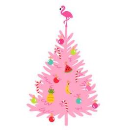 pink flamingo christmas tree