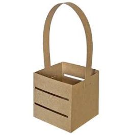square crate slat box with handle|327833