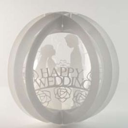 three layered pop up sphere happy wedding
