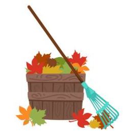 leaves and rake