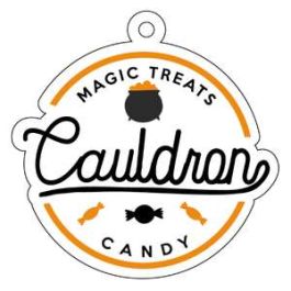 candy cauldron label and tag