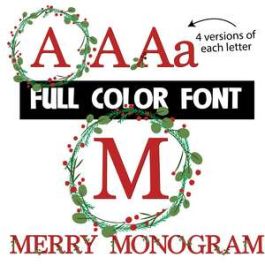 merry monogram color font