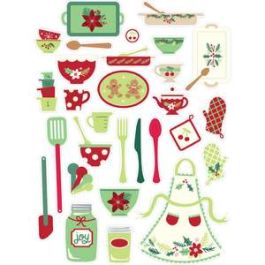holiday cookbook stickers dishes