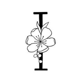floral letter i monogram alphabet