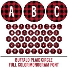 buffalo plaid circle full color monogram font