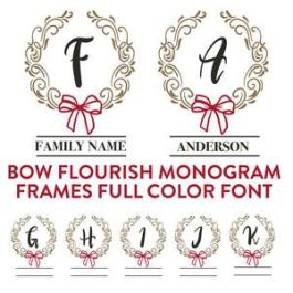 bow flourish wreath full color monogram font
