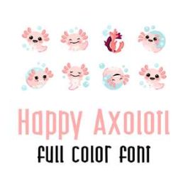 happy axolotl full color font