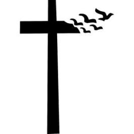 cross and birds