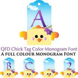 qfd chick tag monogram colour font