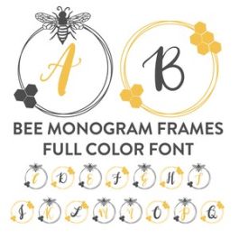 bee frame full color monogram font