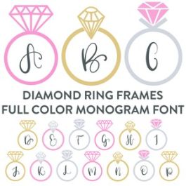 diamond ring monogram frames full color font