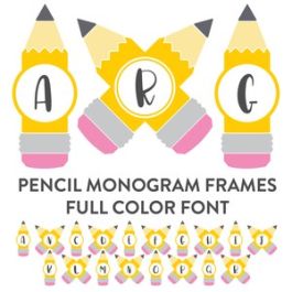 pencil monogram frames full color font