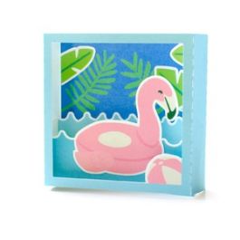 pool flamingo box shadowbox card