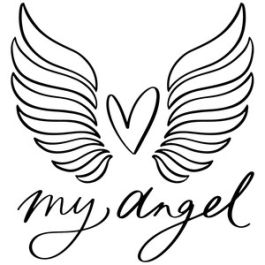 my angel lettering with heart wings